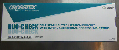 Box of 200 Crosstex SCS Duo-Check Self Sealing Sterilization Pouch 3.5 ...