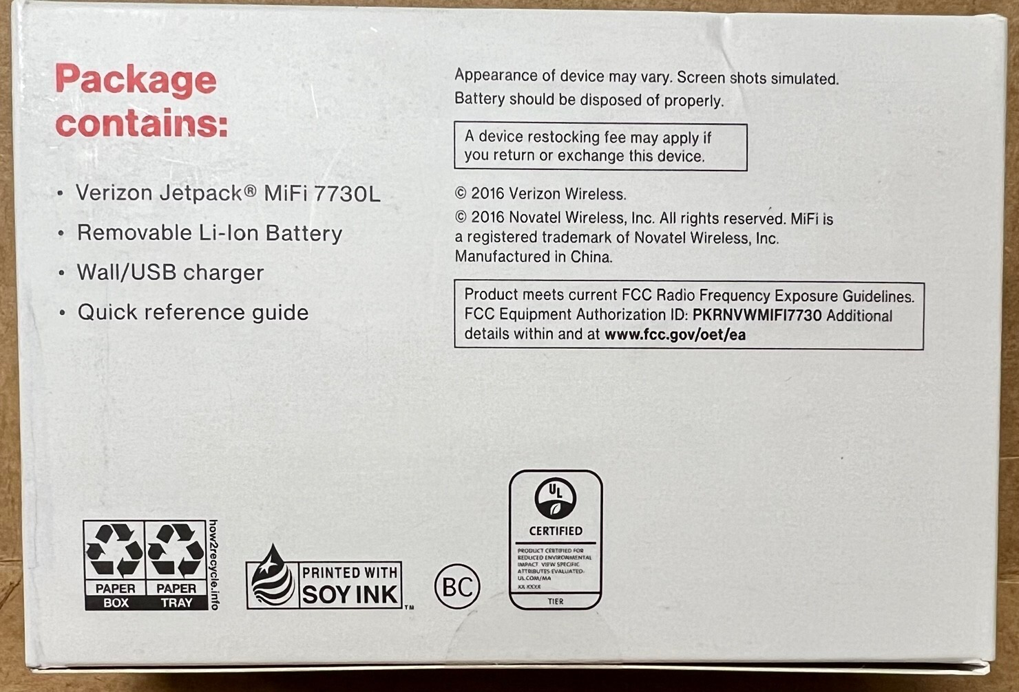 NovAtel MIFI 7730L Verizon Wireless Jetpack Mobile Hotspot for sale ...