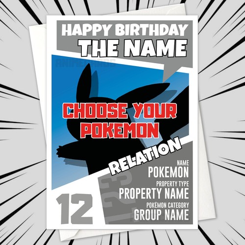 Personalised CUSTOM POKEMON Birthday Card • personalized anime card ...