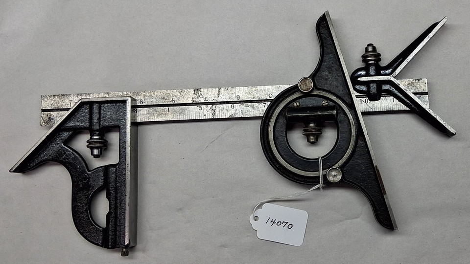 STARRETT No. 490 VTG. Machinists Combination Square Protractor & Center ...