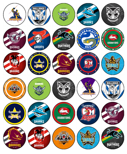NRL Rugby Teams Cupcake Toppers Edible Wafer Cake Sports Decorations (2 ...