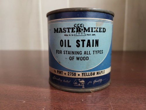 Vintage Master-Mixed Oil Stain 1/2 Pint Yellow Maple 2750 Advertising ...