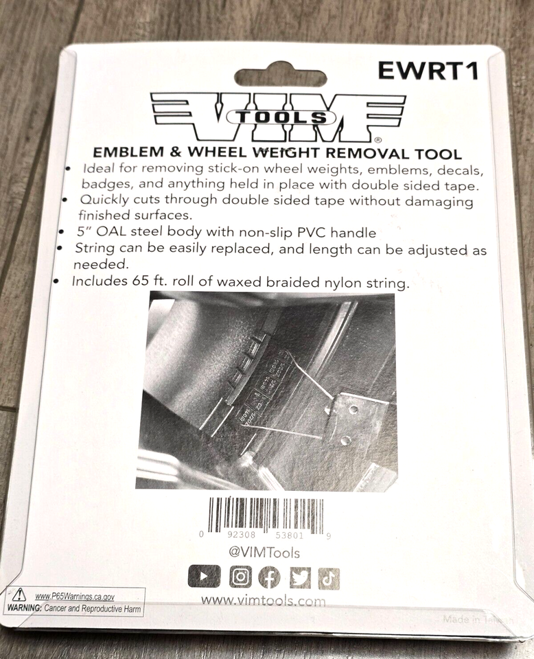 Vim Tools Emblem & Wheel Weight Removal Tool w/ 65' Nylon String #EWRT1