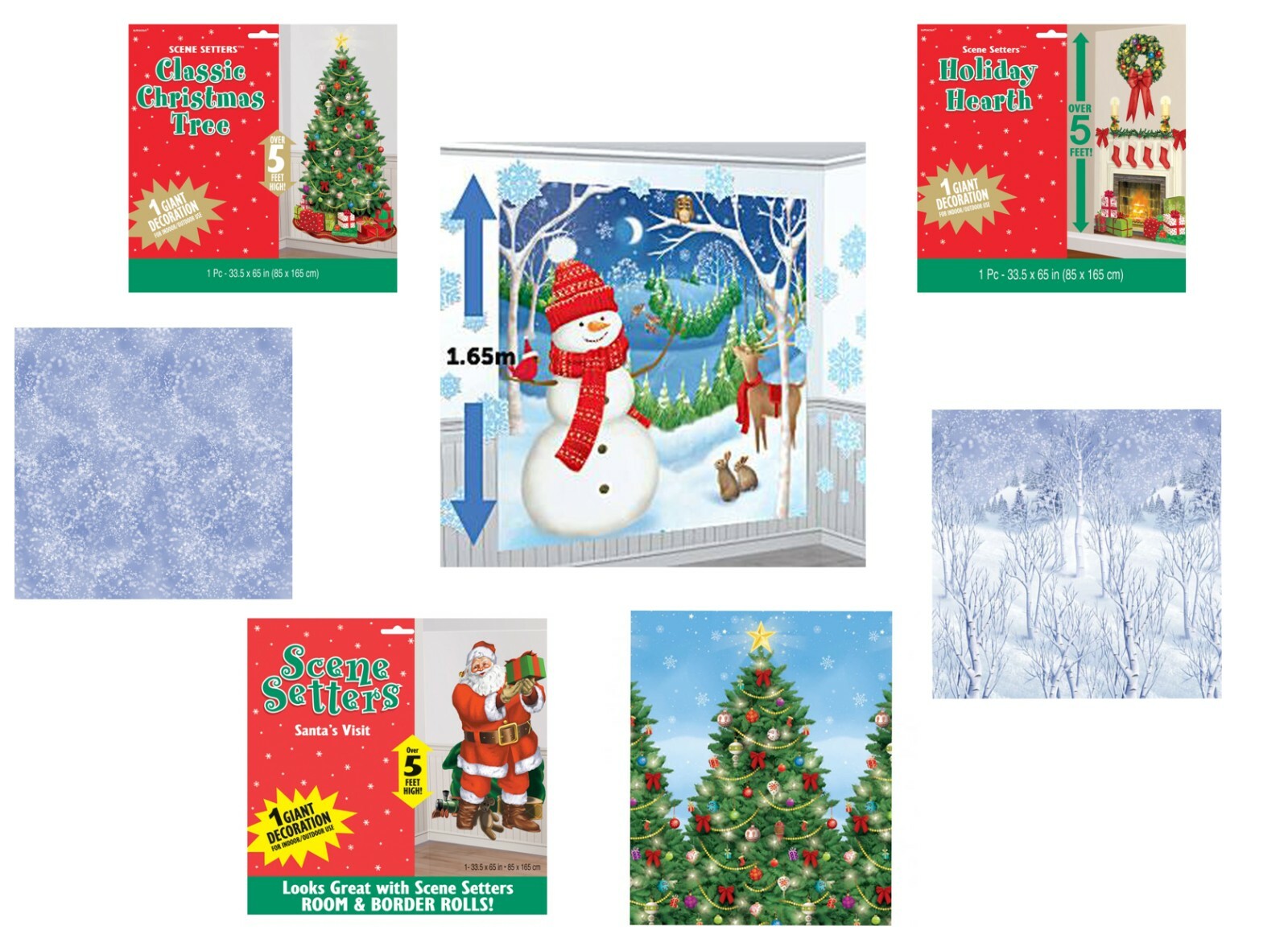 Christmas Scene Setter Wall Decoration Backdrop xmas Tree Santa Winter ...