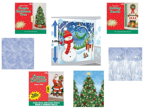 Christmas Scene Setter Wall Decoration Backdrop xmas Tree Santa Winter ...