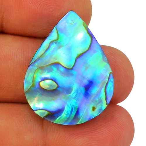 32 CT SUPERB NATURAL AMMOLITE FIRE ABALONE SHELL PEAR CABOCHON GEMSTONE BL-528 | eBay