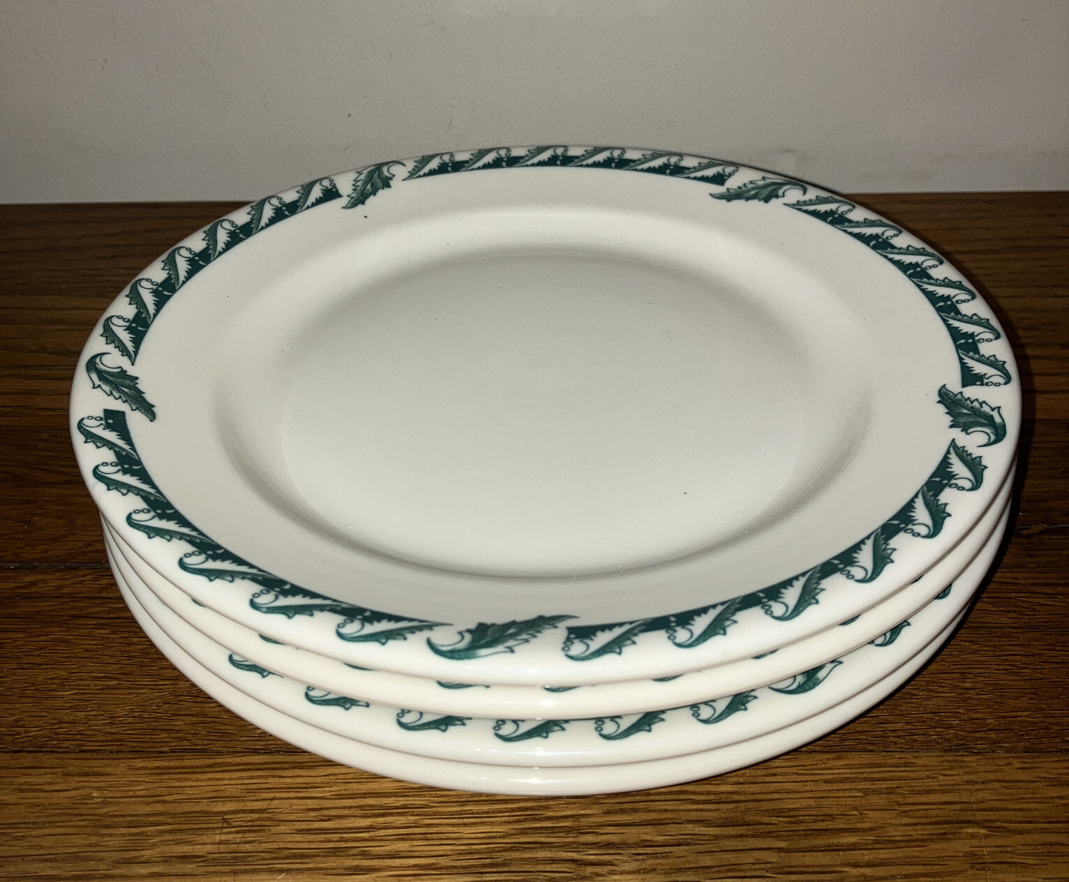Vintage Set of 4 Shenango China Rim Too Green Holly Saled Plates 9” | eBay
