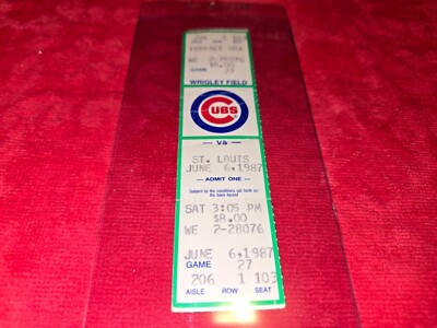 VINTAGE CHICAGO CUBS TICKET VS ST LOUIS CARDINALS JUNE 6 1987 | eBay
