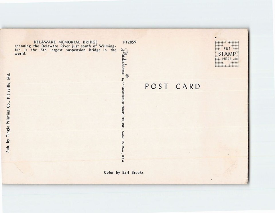 Postcard Delaware Memorial Bridge near Wilmington Delaware USA | eBay