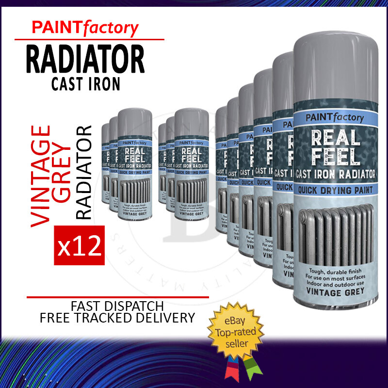 Radiator Spray Paint Grey Heat Resistant Metal Iron Gloss Finish 400ml ...