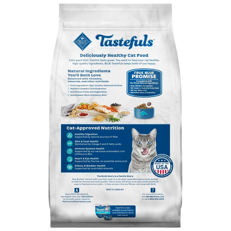 Blue Buffalo Tastefuls Adult Dry Cat Food Indoor Cat Formula, Made in ...