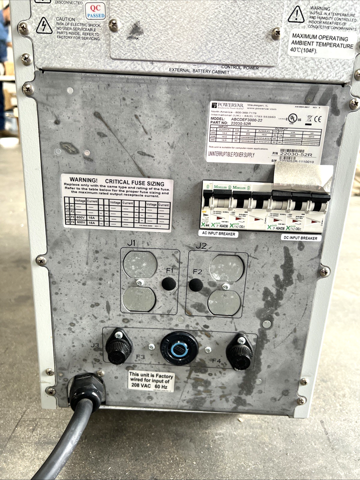 Ametek Powervar Security Plus ABCDEF3000-22 UPS, 240V / 3000VA /Tested ...