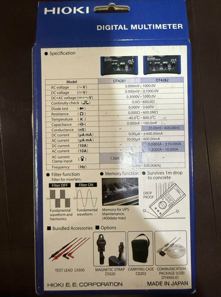 HIOKI DT4282 Digital Multimeter 10A Terminal Mounted Type with alkaline ...