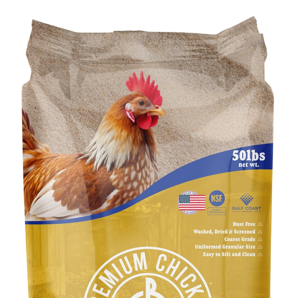 Premium Chicken Sand 50 lbs, Dust-Free, Odor-Control Bedding for ...