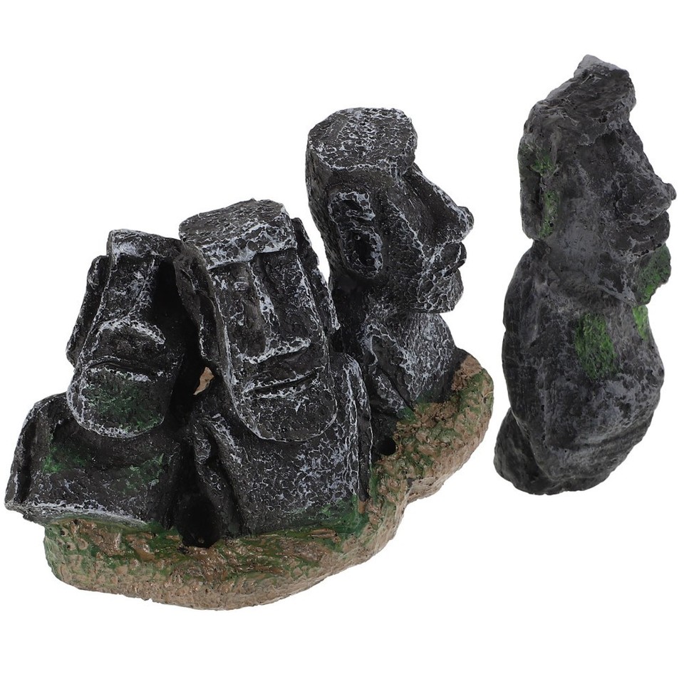 2Pcs Resin Statues Moai Figurines for Bonsai Landscape Design | eBay ...