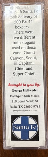 Custom N Scale RTR #618577 Bx-44 Box Car Santa Fe ‘The Scout’ # ...