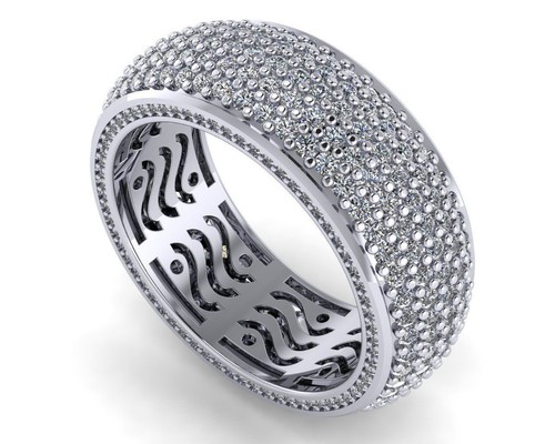 2.90Ct Round Diamond Staggered Wedding Eternity Band Ring 10k Gold GH ...