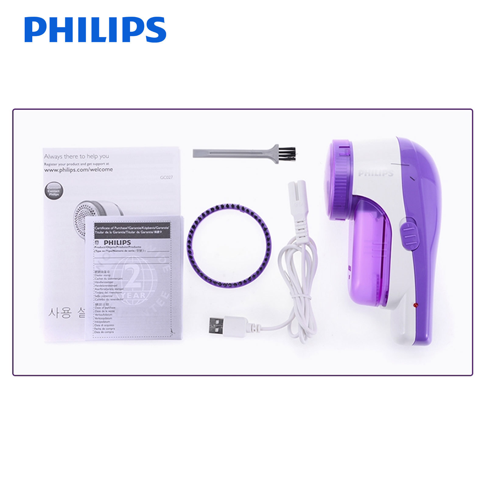 Philips GC027 USB Rechargeble Clothes Lint Removers Fabric Shaver for ...