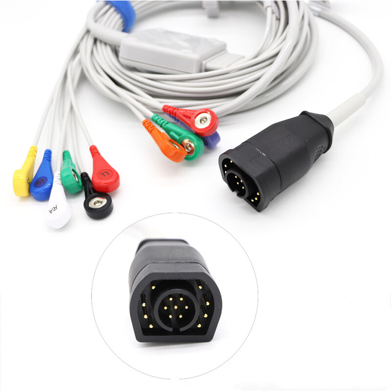 10-Lead ECG/EKG Machine leadwire,Snap,Holter Recorder ECG Monitor Cable ...