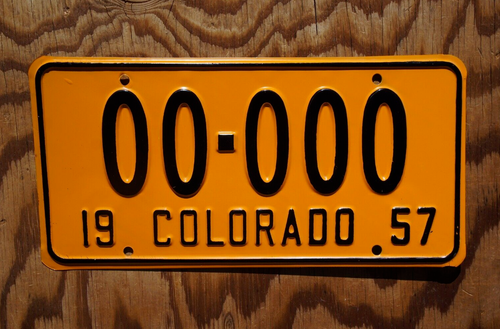 1957 Colorado SAMPLE License Plate # 00 - 000 Nice Original | eBay