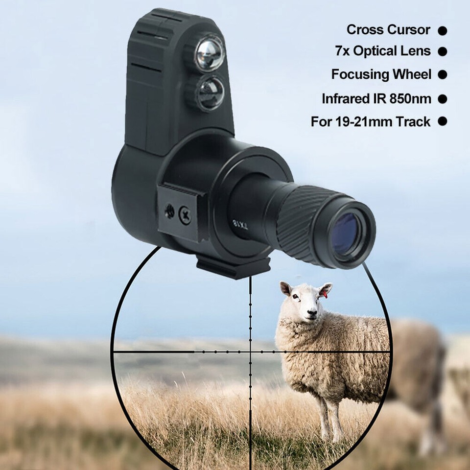 7x Digital Night Vision Monocular 850nm Infrared Scope Head Mount Cross ...