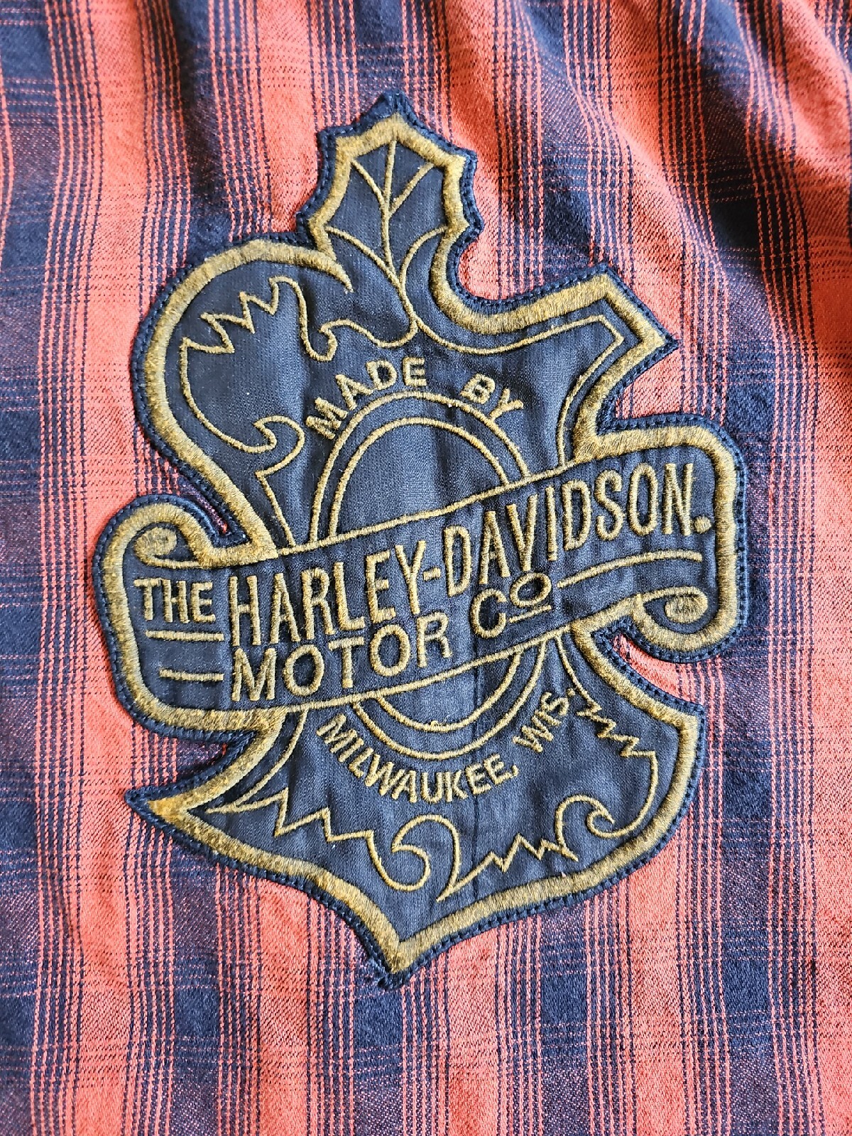 Harley Davidson Oak Leaf Embroidered Flannel Orange B… - Gem