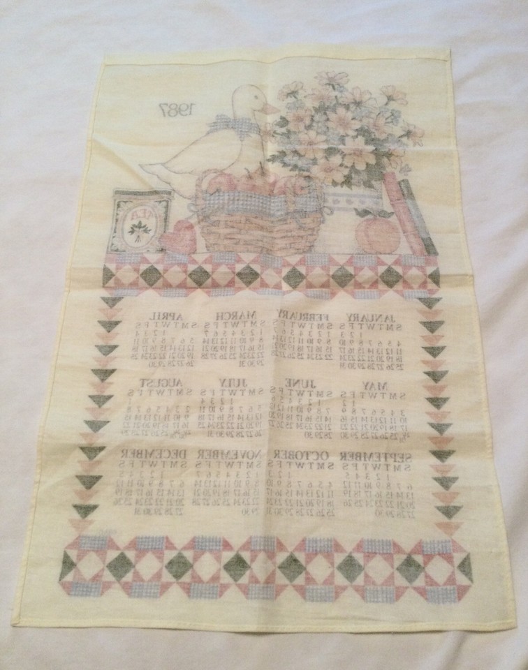 Vintage 1987 Cloth Kitchen Calendar Wall Hanging Goose | eBay