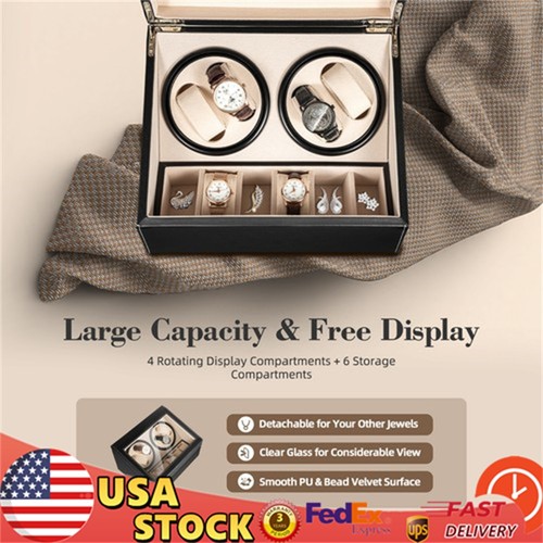 4+6 Luxury Automatic Rotation Watch Winder Box Display Organizer Case ...
