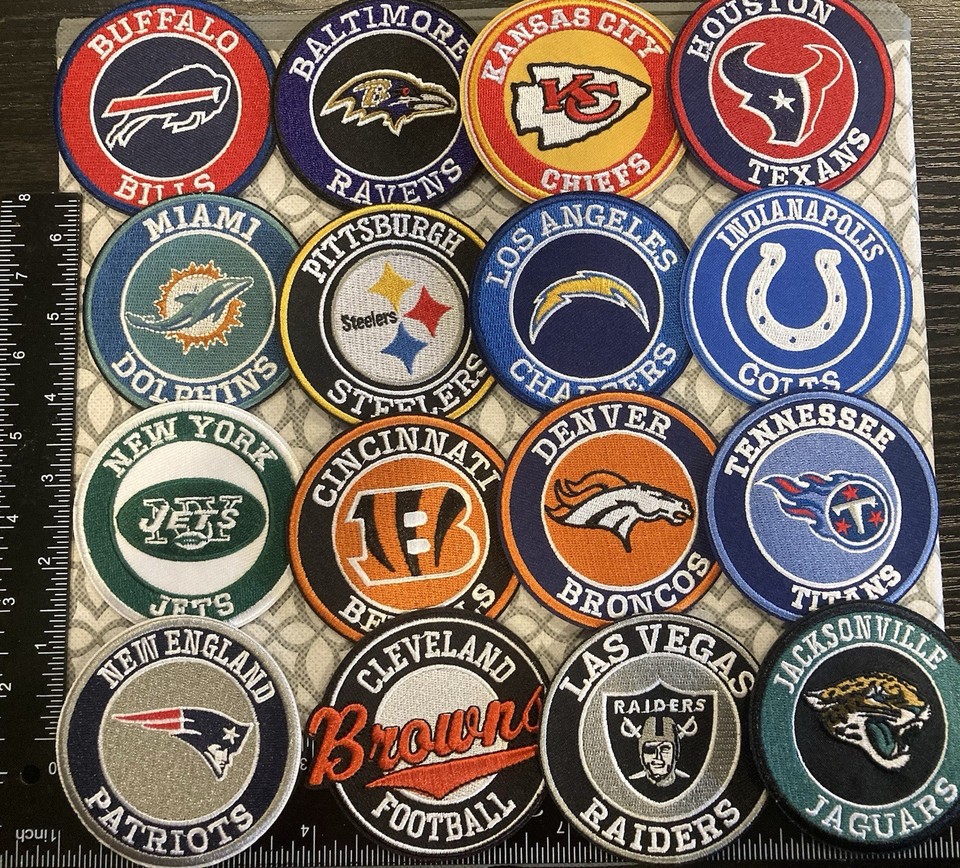 * 36 LOT * ALL NFL TEAMS LOGO 3" ROUND IRON ON PATCHES + 2 NFL, AFC ...