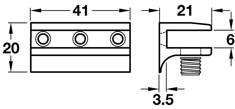 4 X HAFELE GLASS SHELF CLAMP SUPPORT BRACKET POLISHED CHROME FOR 6MM ...