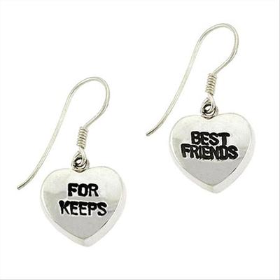 925 Silver 'Best Friends' & 'For Keeps' Heart Dangle Friendship ...
