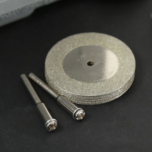 10PCS Diamond Cutting Off 40mm Wheel Disc Rotary Tool w/ 2 Arbor Shaft ...