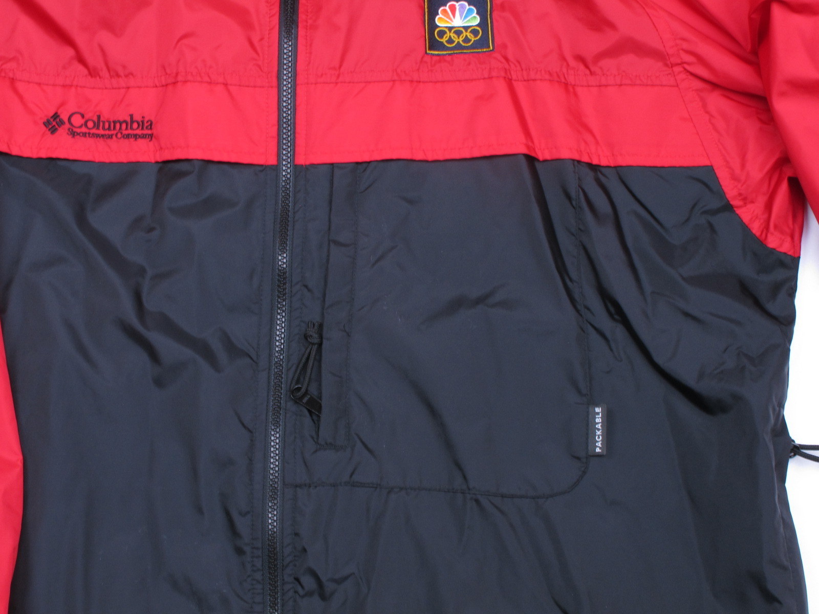 NBC JACKET Windbreaker Olympics Logo Columbia Red Bla… - Gem