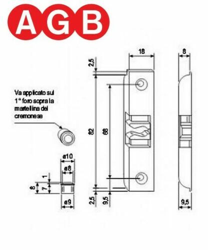 Scrocco porta chiusura temporanea AGB cod.A400170118 Aria 4 per infissi ...