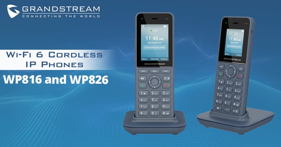 Grandstream WP816 Cordless WiFi IP Phone Dual Band 2 SIP 2 Line | eBay ...