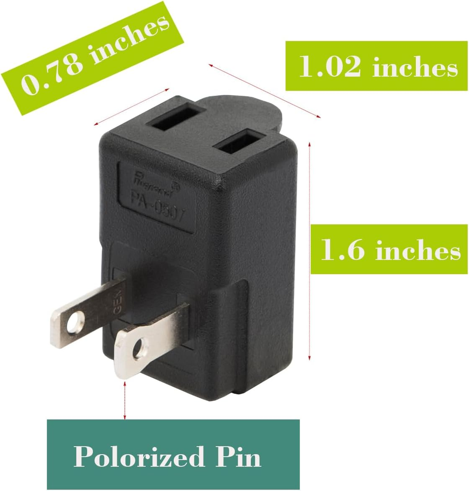 Right Angle Adapter,2-Prong 90 Degree Upward Angled AC Adapter ...