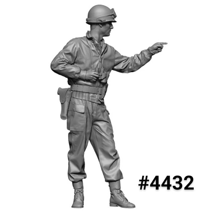 •1/35 Resin Figure US WWII Tank Crew Commander Standing Pointing Model ...