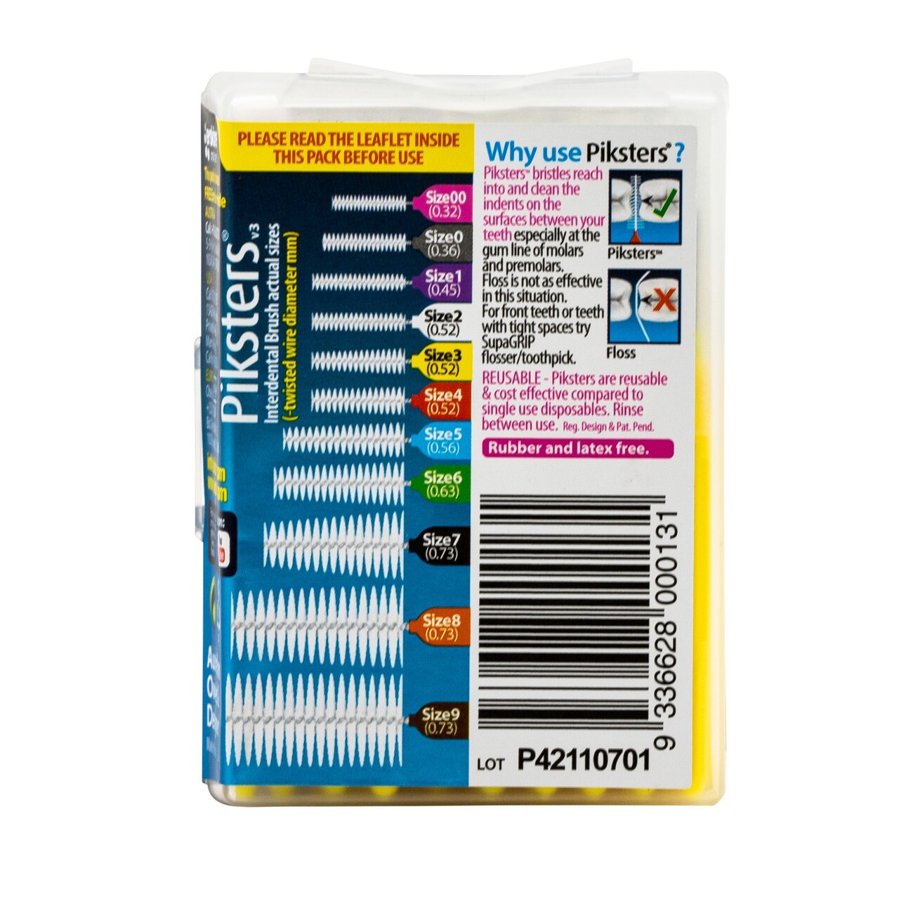 120 x Piksters Interdental Brushes Oral Dental Floss Size 3 Teeth Clean ...