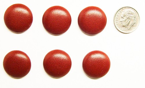 6 MADE IN USA Mahogany Tan Brown genuine leather tufting buttons, metal ...