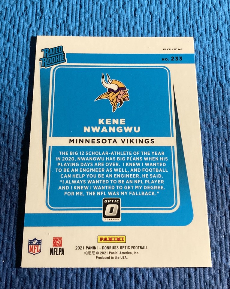 2021 Donruss Optic Purple Shock Prizm Kene Nwangwu RC #233 Vikings ...