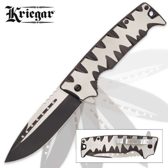 Kriegar Karnivore Assisted Opening Pocket Knife Black Titanium and ...