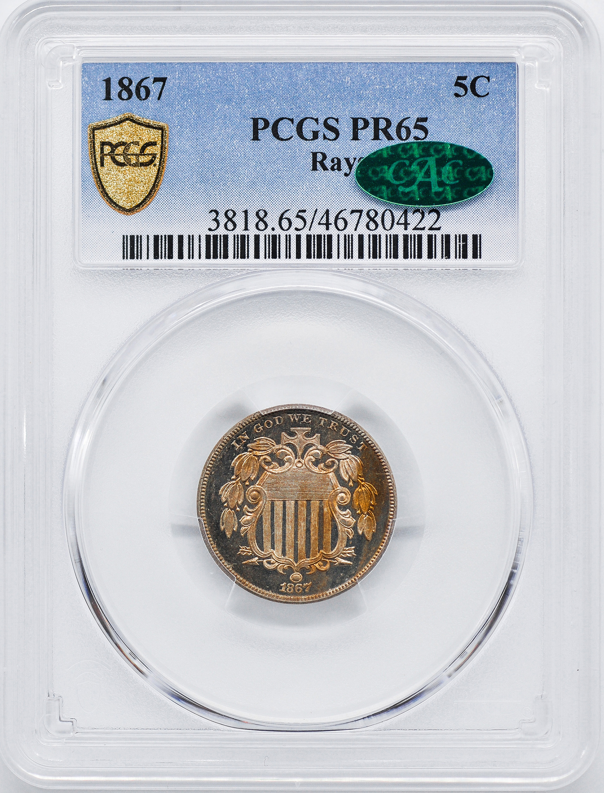 1867 SHIELD 5C PCGS PR 65 | eBay