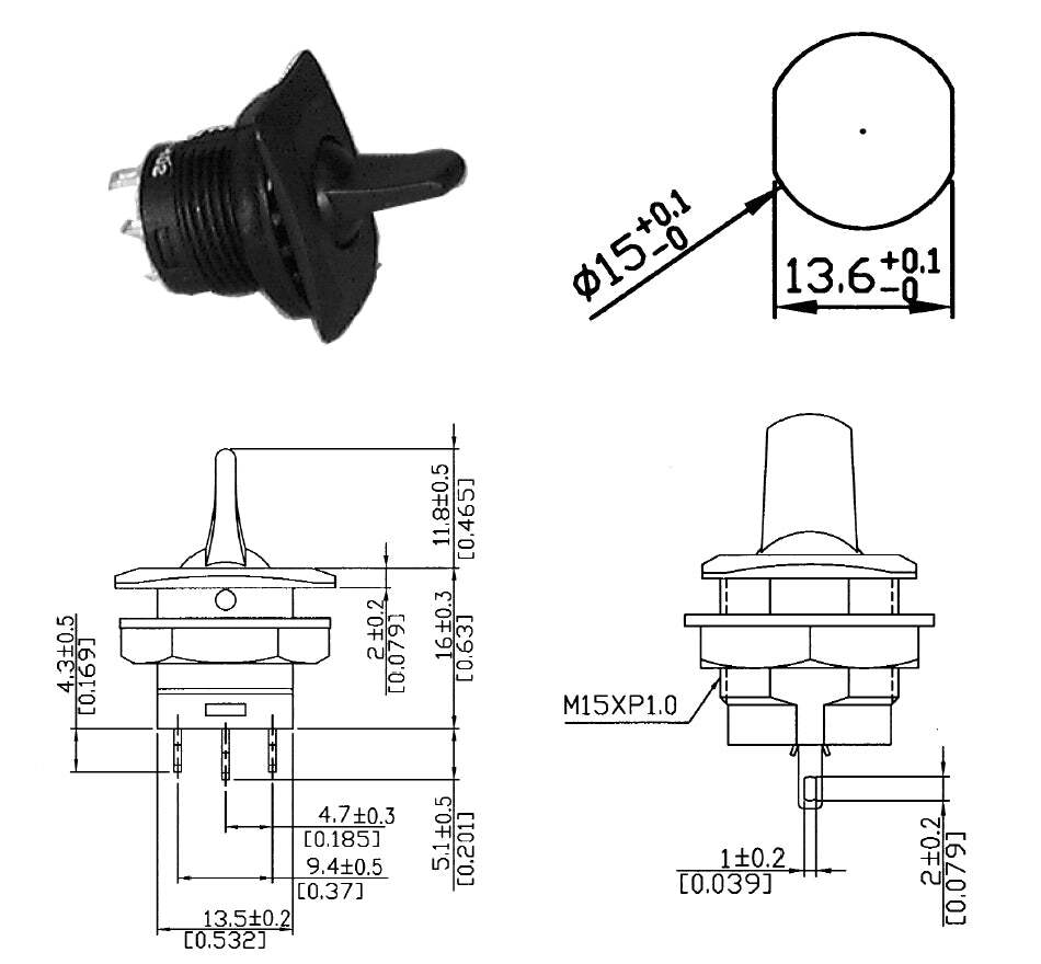 Philmore 30-10329 SPDT (ON)-OFF-(ON) Round Paddle Lever Toggle Switch ...