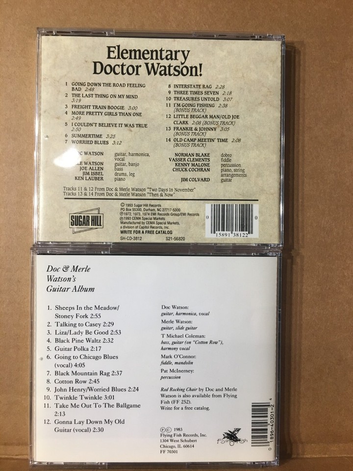 Doc Watson - 2 CD Lot (Elementary & Guitar Album With Merle Watson) | eBay