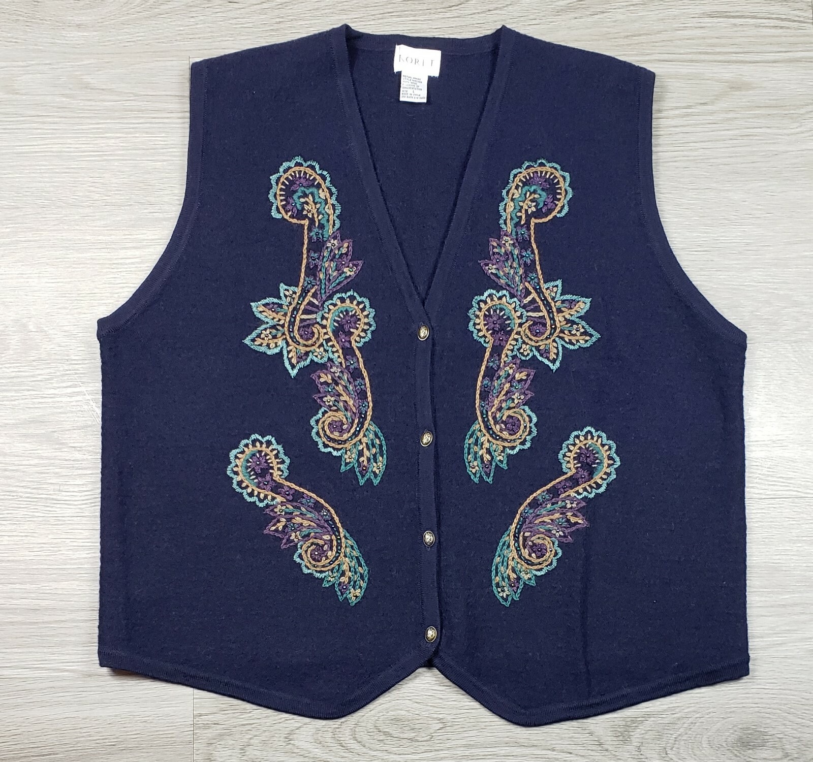 Koret Womens size Large Paisely Embroidered Wool Vest | eBay