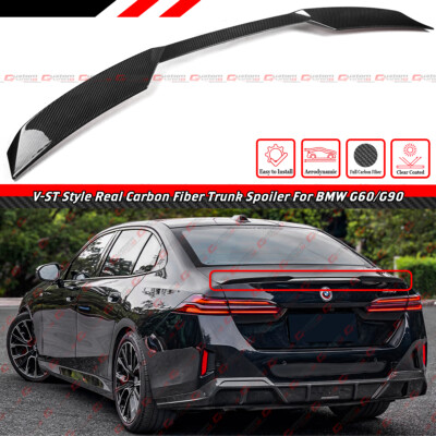 For 24-25 BMW G60 530i i5 G90 M5 V-ST Style Full Dry Carbon Fiber Trunk ...
