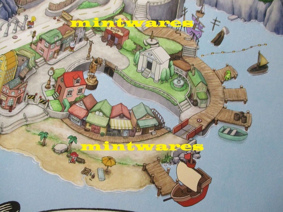 Cuphead Inkwell Isles Island Map Giclee Art Print Poster 12x28 Studio ...