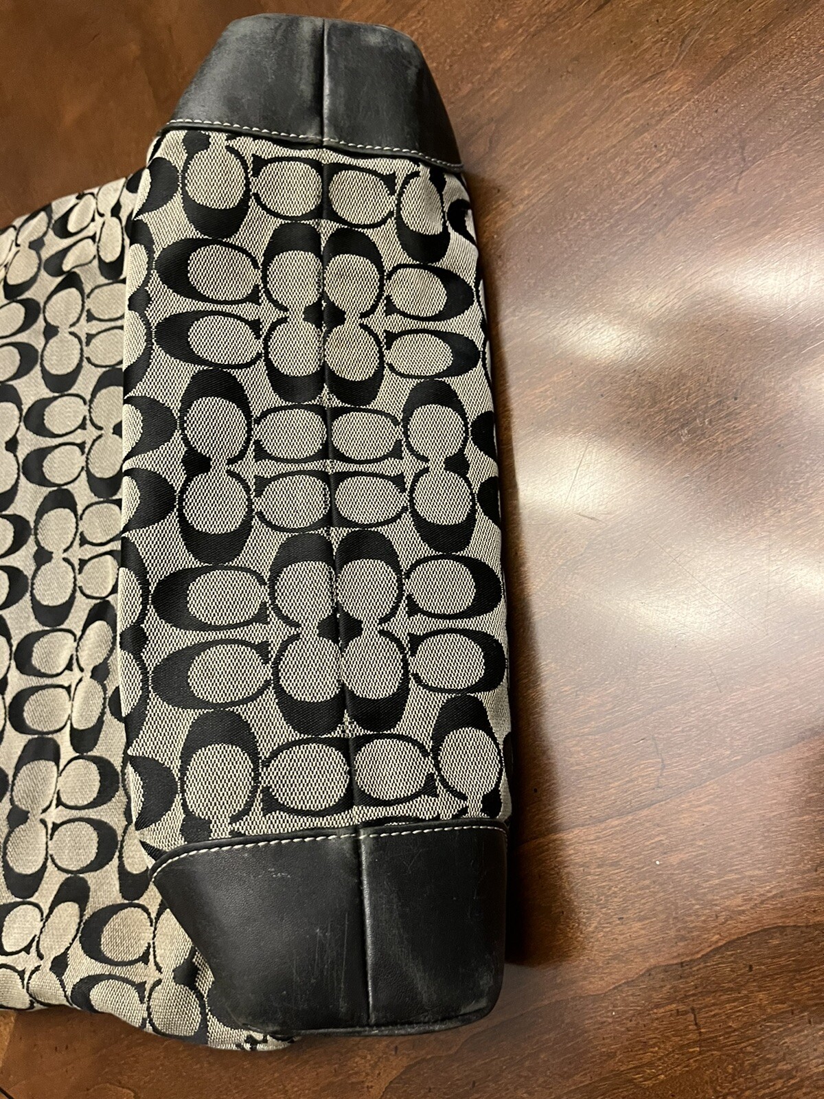 Coach monogrammed black and grey canvas leather tote - Gem