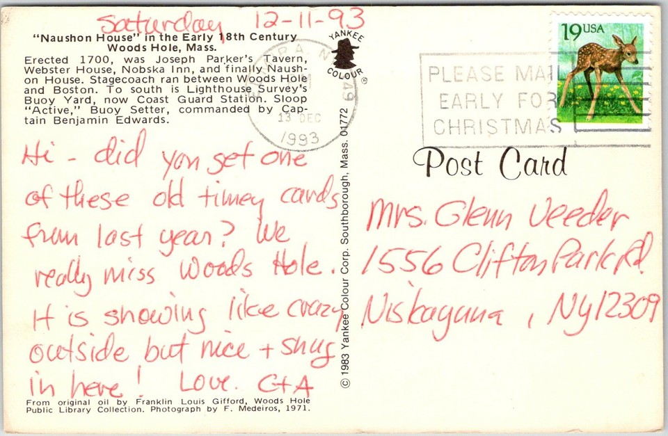 Postcard MA Naushon House Woods Hole Mass Cape Cod Posted | eBay