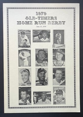 1979 Old Timers Home Run Derby Lineup Card MLB Baseball Hank Aaron ...